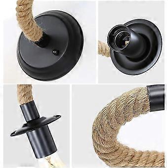 Vintage Wall Lamp, Hemp Rope Wall Sconce, Retro Indoor E27 Wall Sconce ...