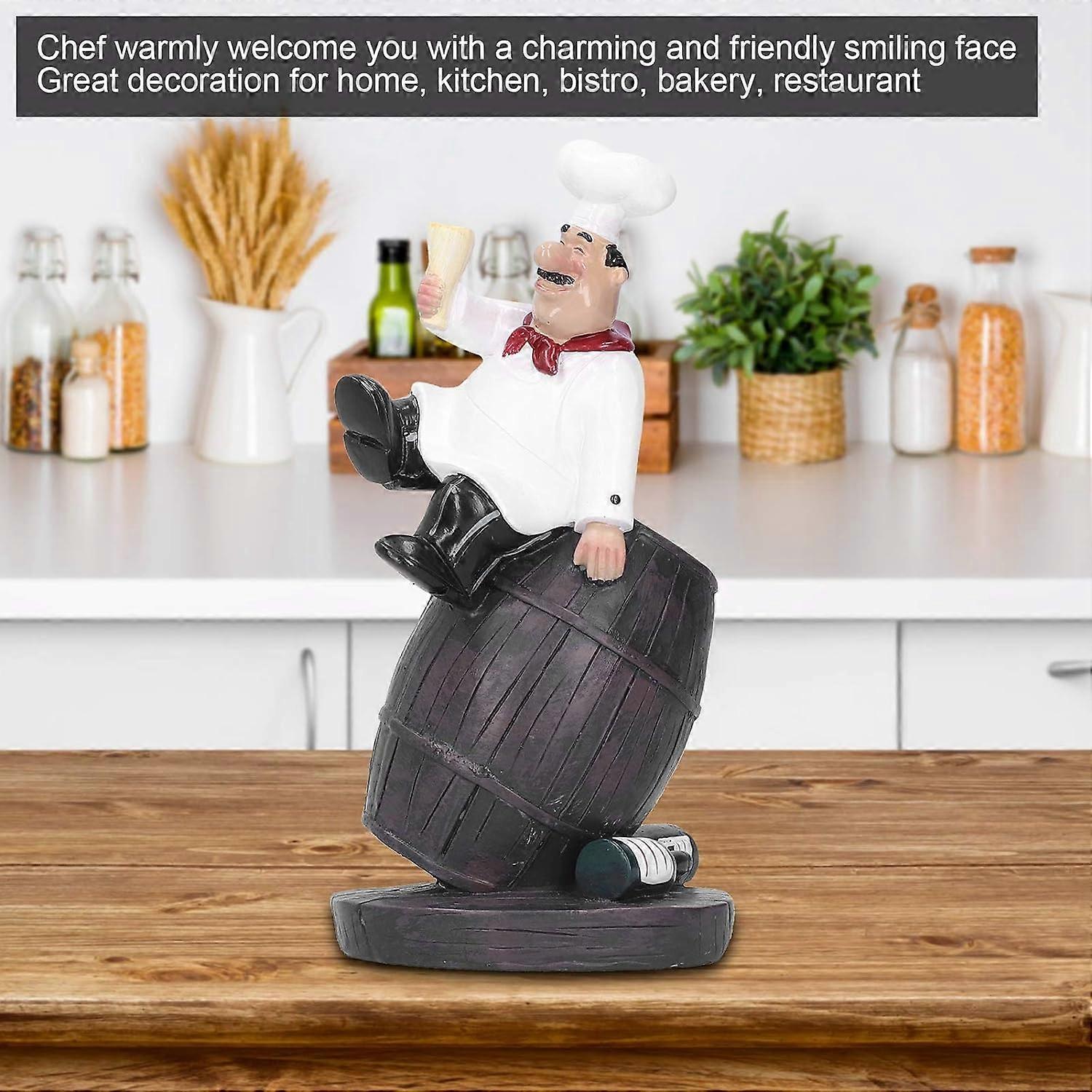 Chef Decor, Nordic Barrel Figurine Resin Fat Chef Figures, Ornament ...