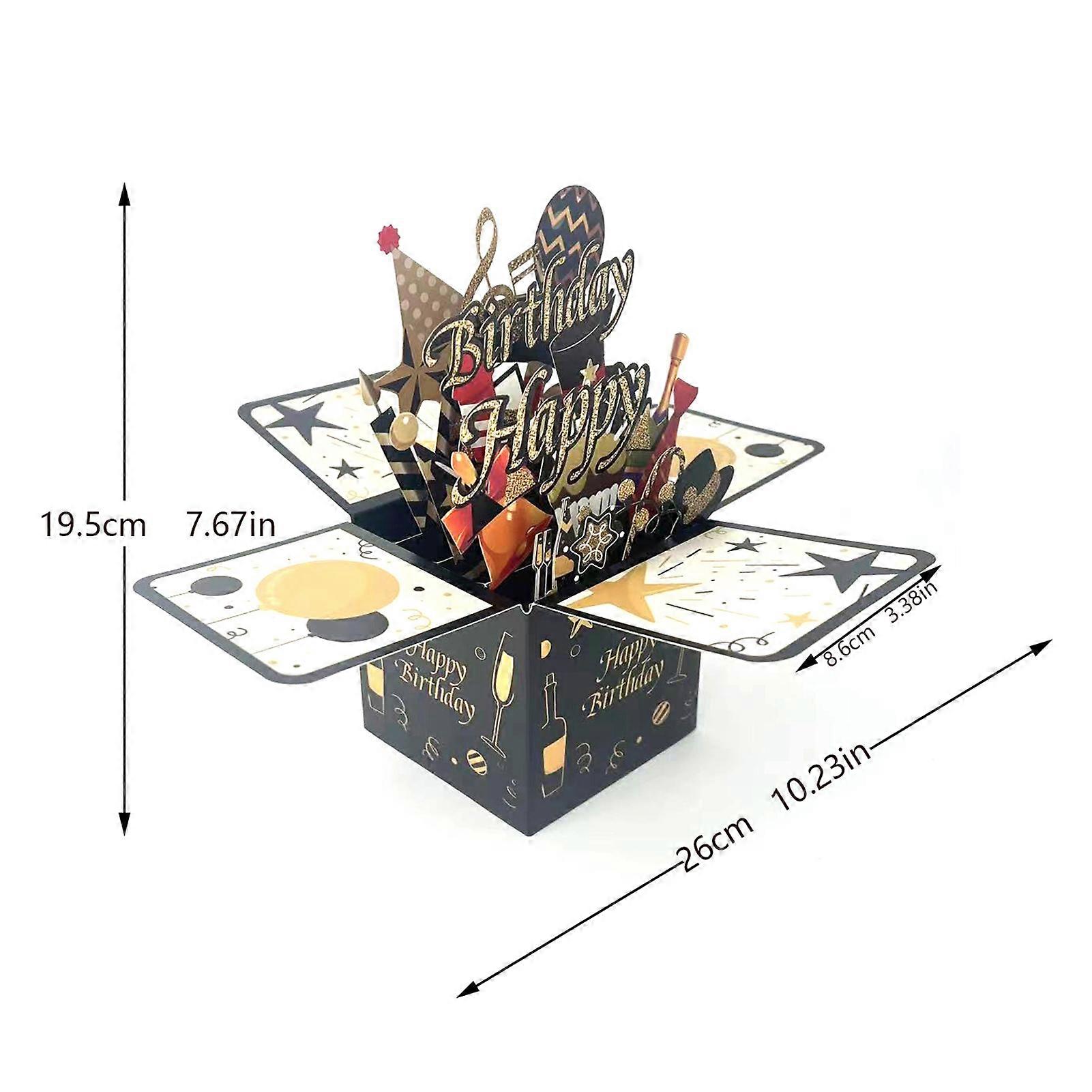 3D Bursdagskort Pop-Up Gratulerer Med Dagen Gratulasjonskort Gaveeske Med Konvolutt Håndlaget ...