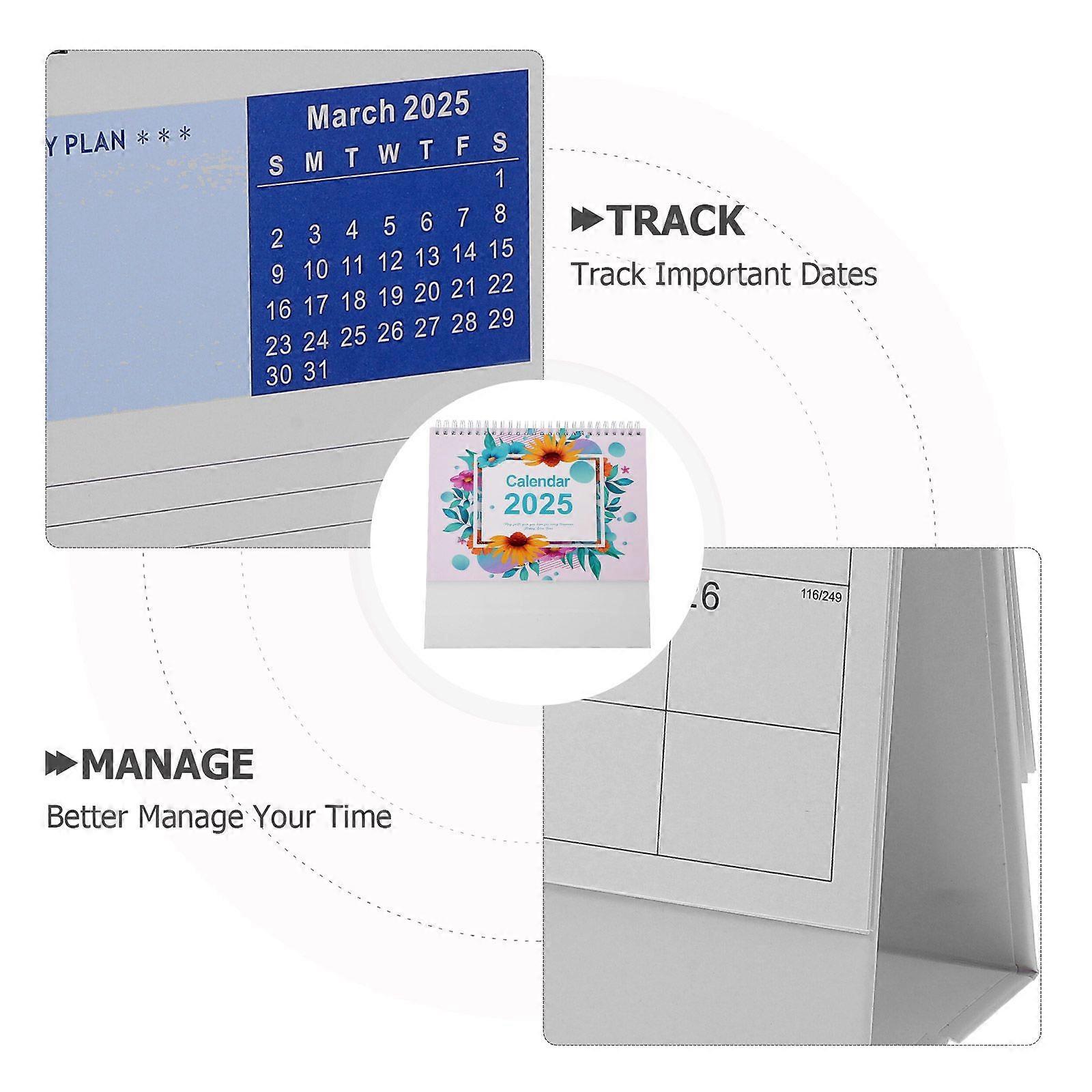 Monthly Calendar 2025 Desk Calendar Spiral Calendar Standing Flip ...
