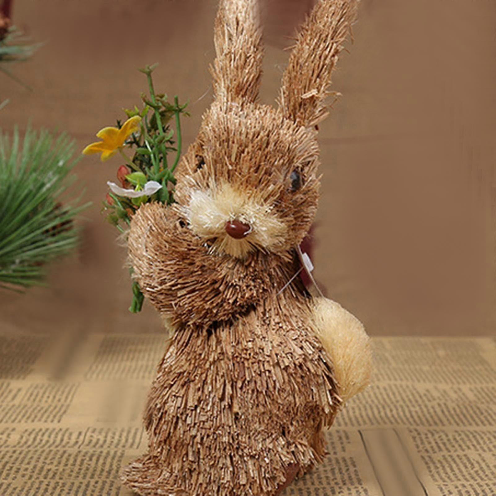 Easter Straw Rabbit Decoration Handmade Straw Ornament Bunny for Easter ...