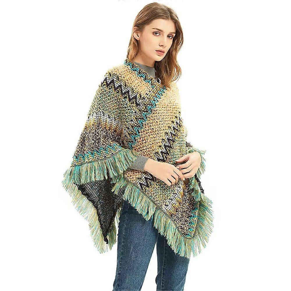 Poncho ladies winter cozy, boat neck in triangle design, warm and ...