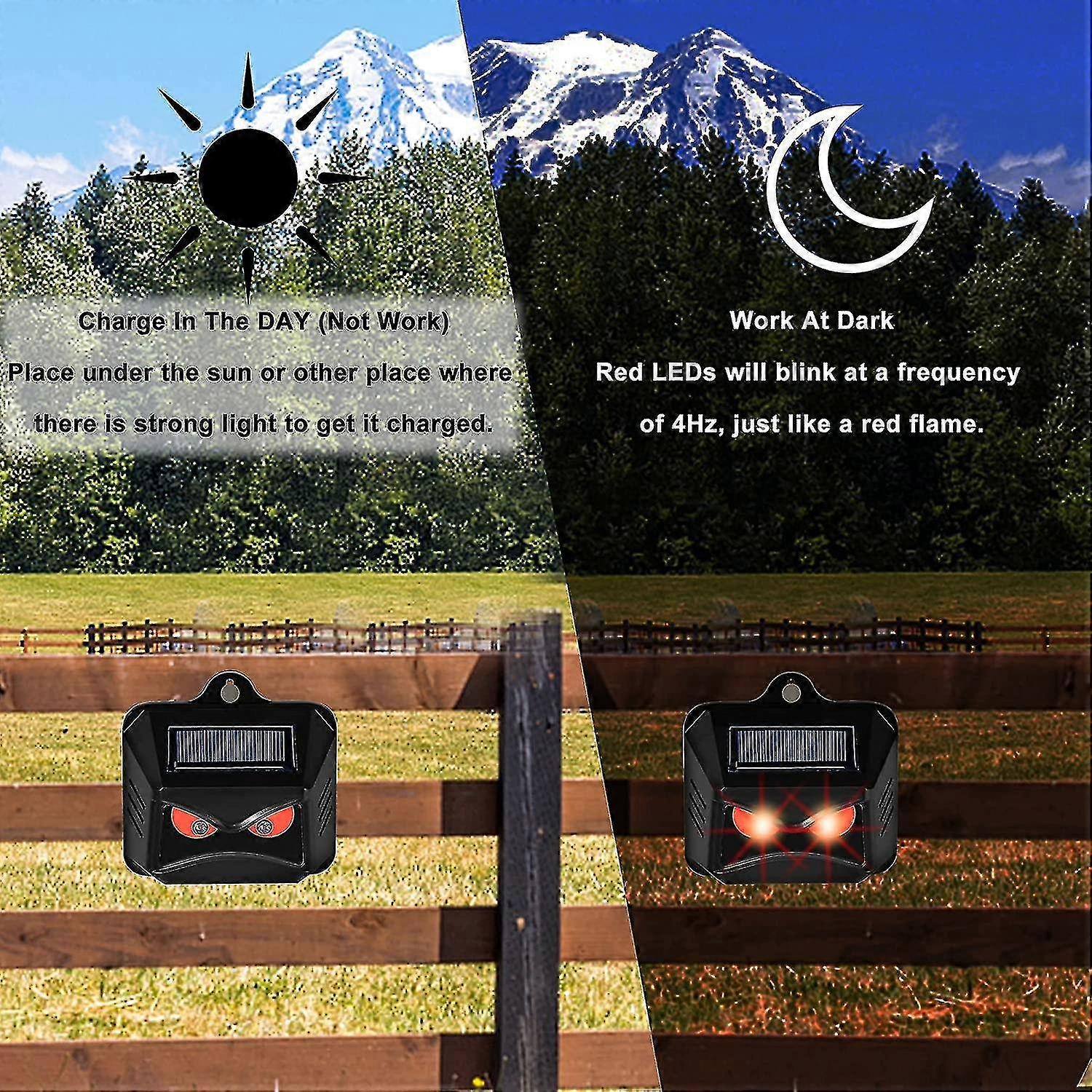 Solar Powered Predator Eye Nighttime Animal Deterrent Device with Red ...