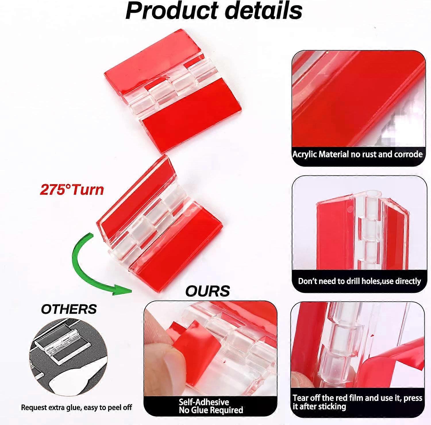 Acrylic Mini Hinge, 12 Pcs Transparent Plastic Self-Adhesive Folding ...