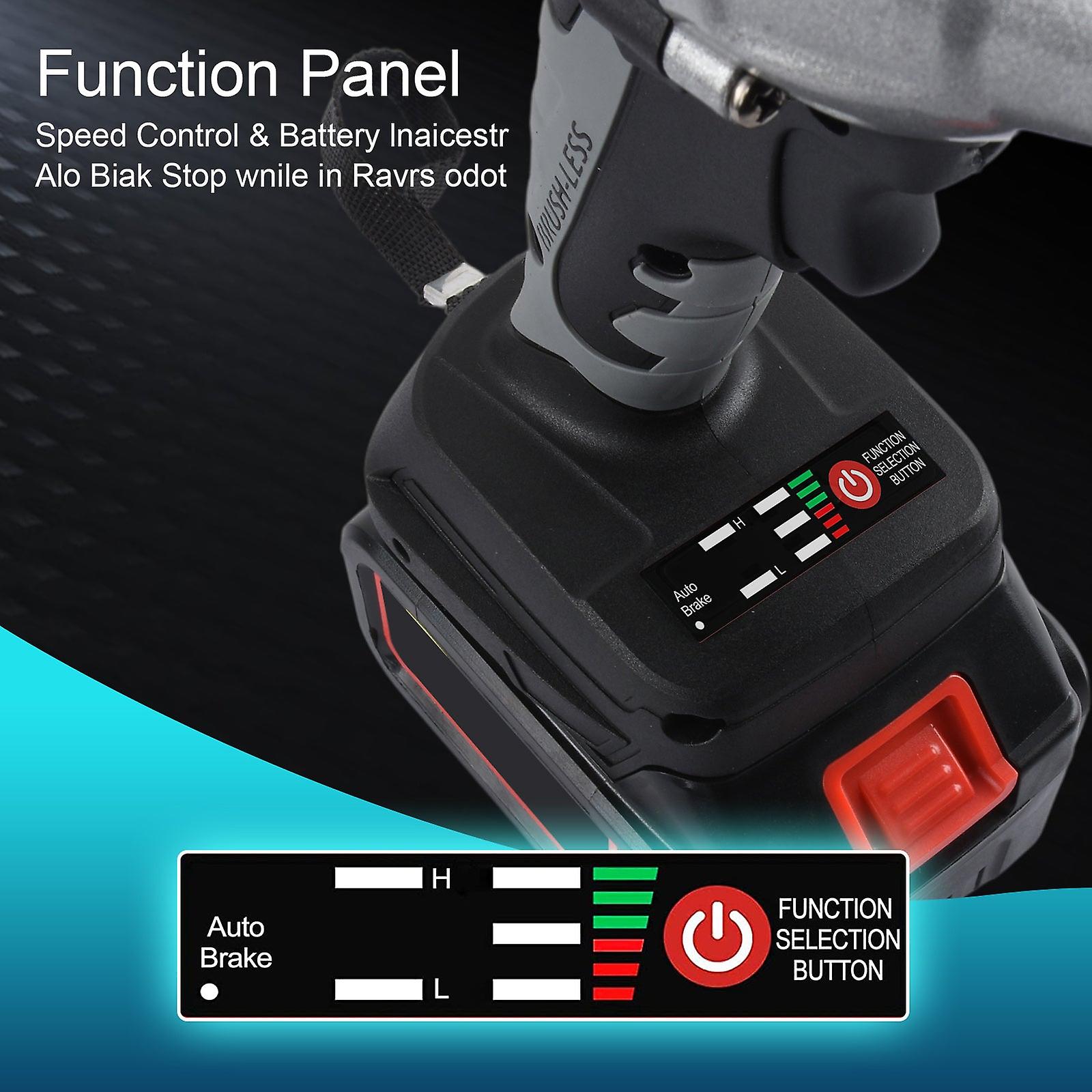 Brushless cordless electric impact wrench rechargeable low noise 340 n.m torque wrench power ...