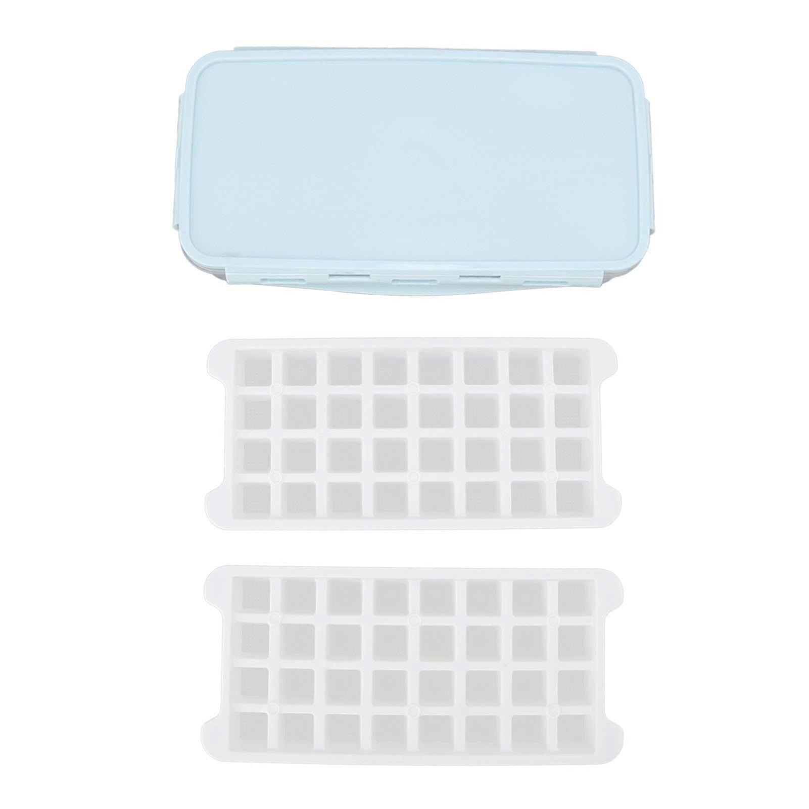 1.7L Double Layer 64 Grid Ice Mould Box DIY Ice Cube Mold Tray Soft ...
