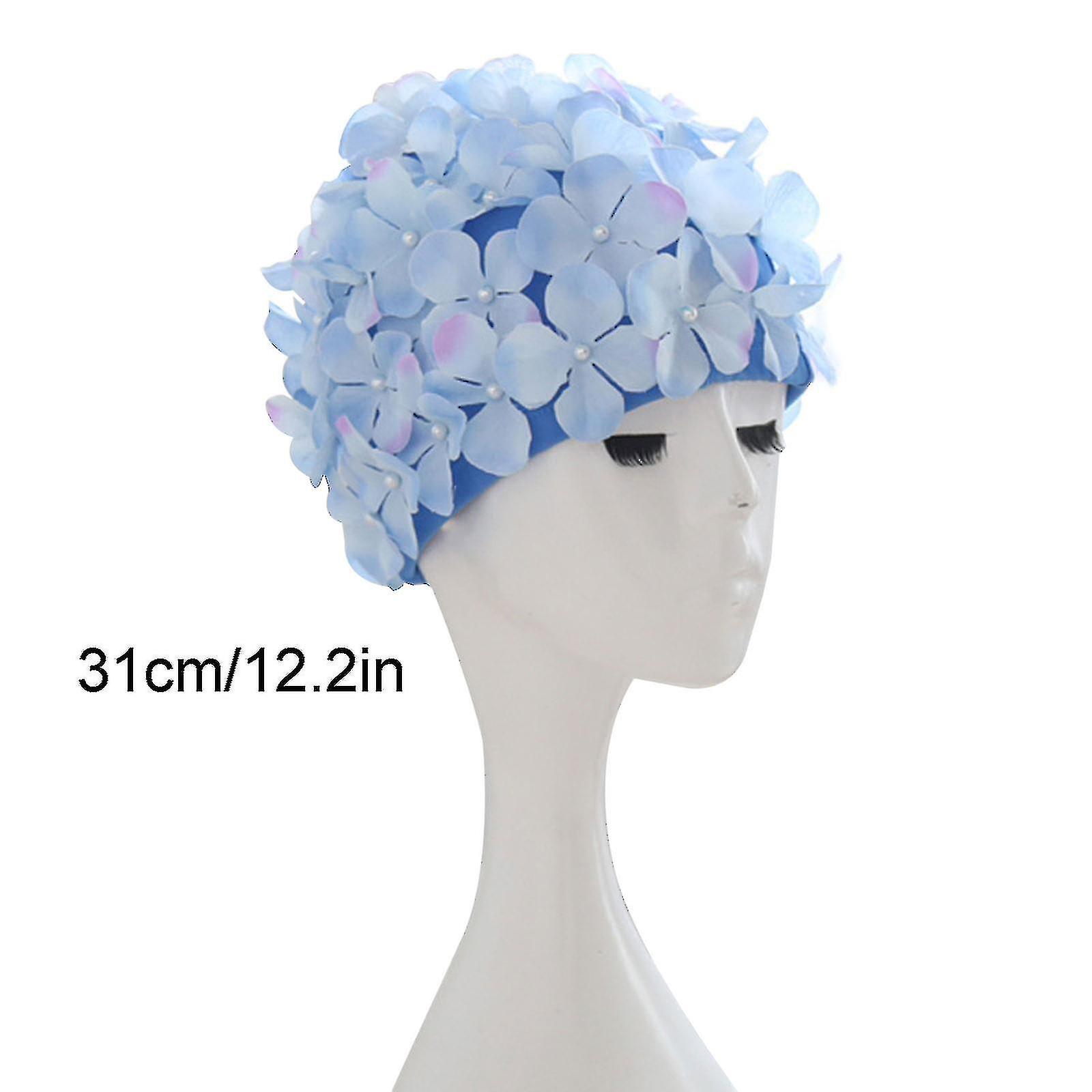 Women Swim Cap Petal Retro 3d Floral Swimming Hat Lady Flowers Bathing ...