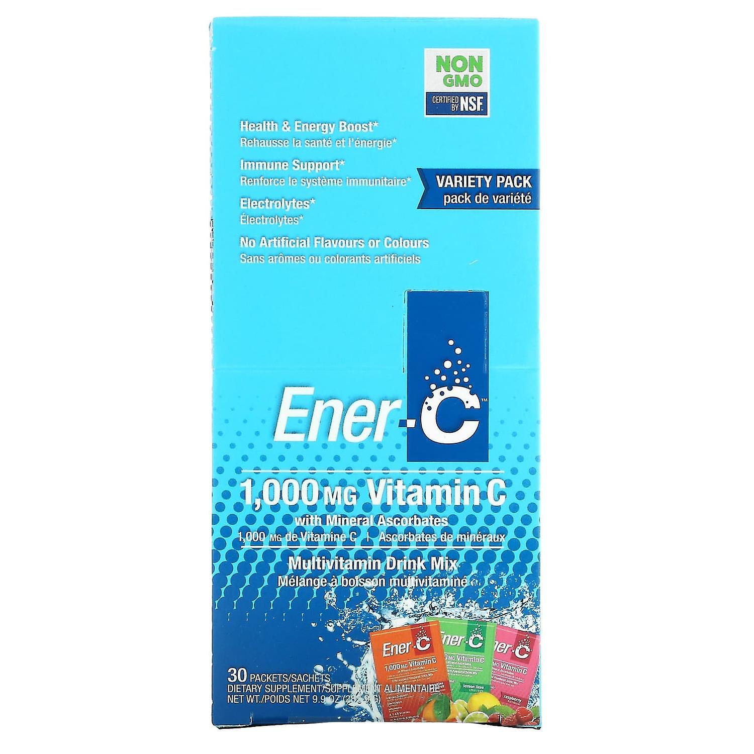 Ener-C, Vitamin C, Multivitamin Drink Mix, Variety Pack, 1,000 mg, 30 ...