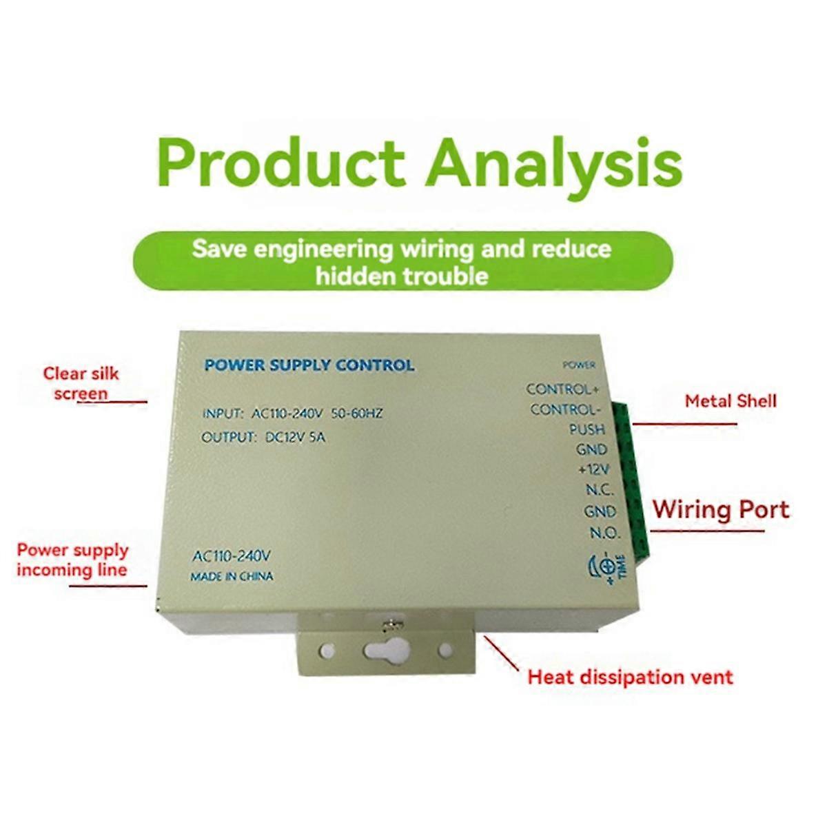 DC12V 5A Door Access Control System Switch Power Supply AC 110-240V for ...