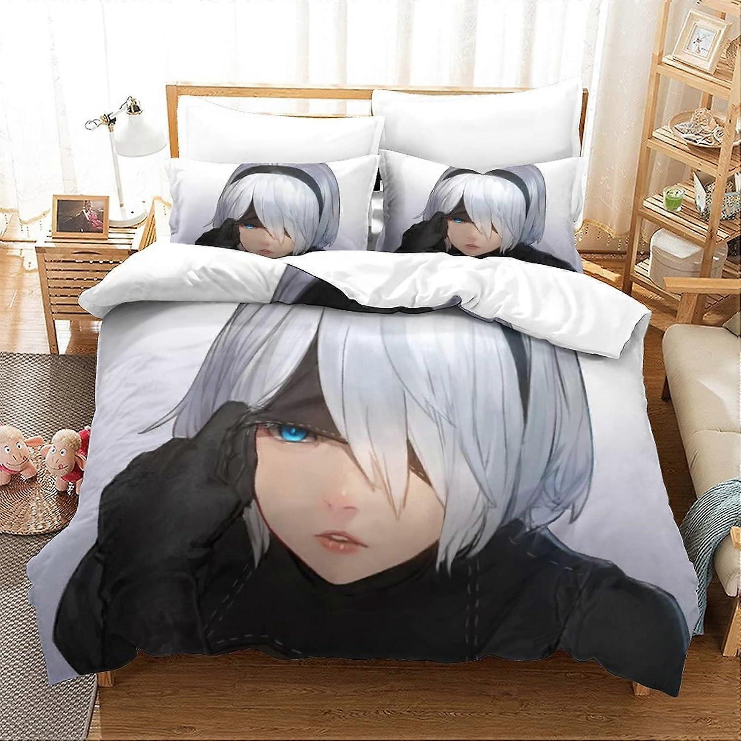 Nier Automata Pieced Bedding Set with Duvet Cover and Pillowcase, Microfiber, Yorha No Type B ...