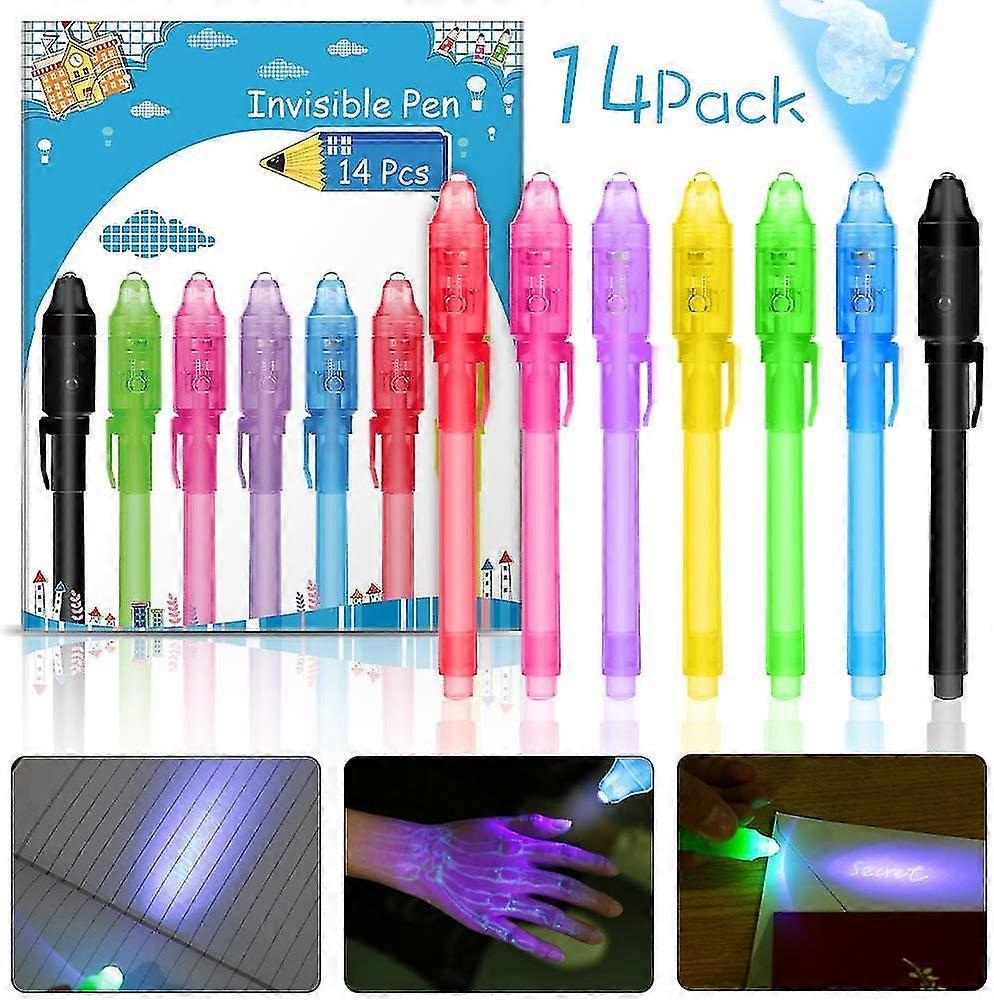 [Pack Of 14] Secret Pen With Uv Light, Reusable Invisible Writing ...