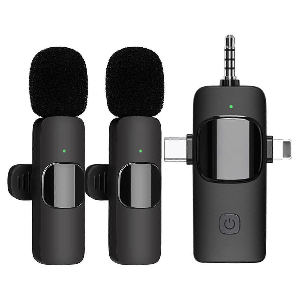 3-In-1 Wireless Lavalier Microphone for Mobile Phone Camera Computer ...