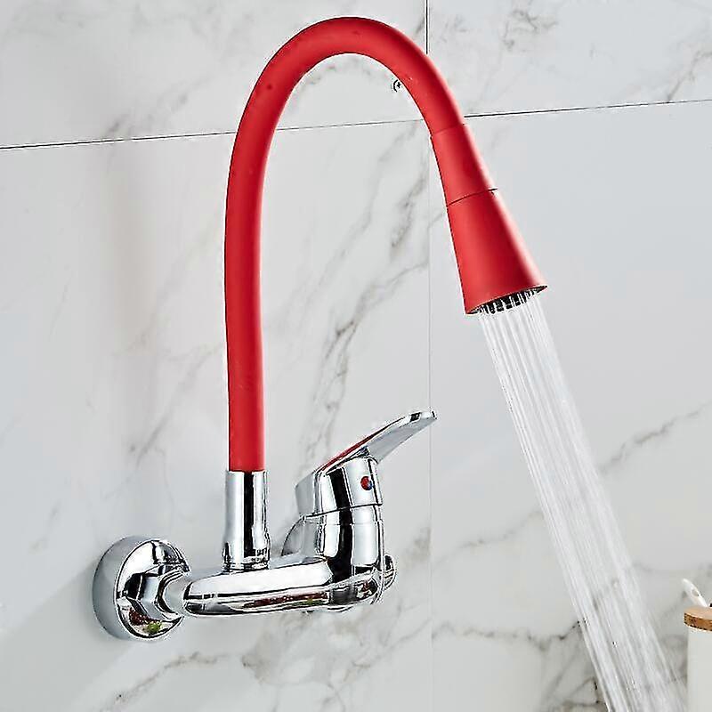 Exquisite Bakala Red Color Wall Mounted Kitchen Faucet Wall Kitchen ...