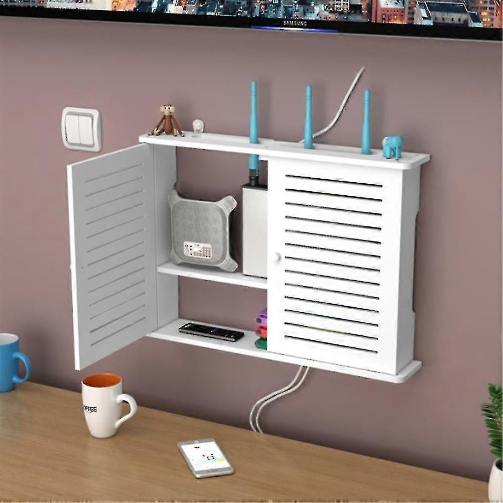 Large Wireless Wifi Router Shelf Storage Boxes Cable Power Plus Wire ...