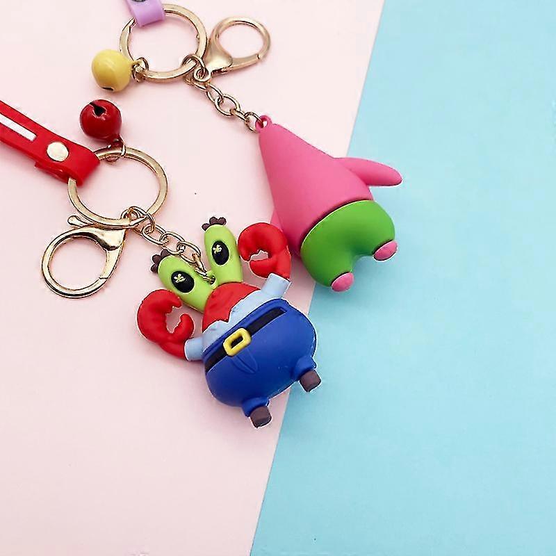 Kawaii Spongebob Keychain Cute Patrick Star Squidward Tentacles Key ...