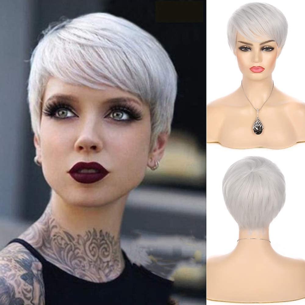 Short Wigs for Women Blonde Pixie Cut Layered Wig with Bangs Synthetic ...
