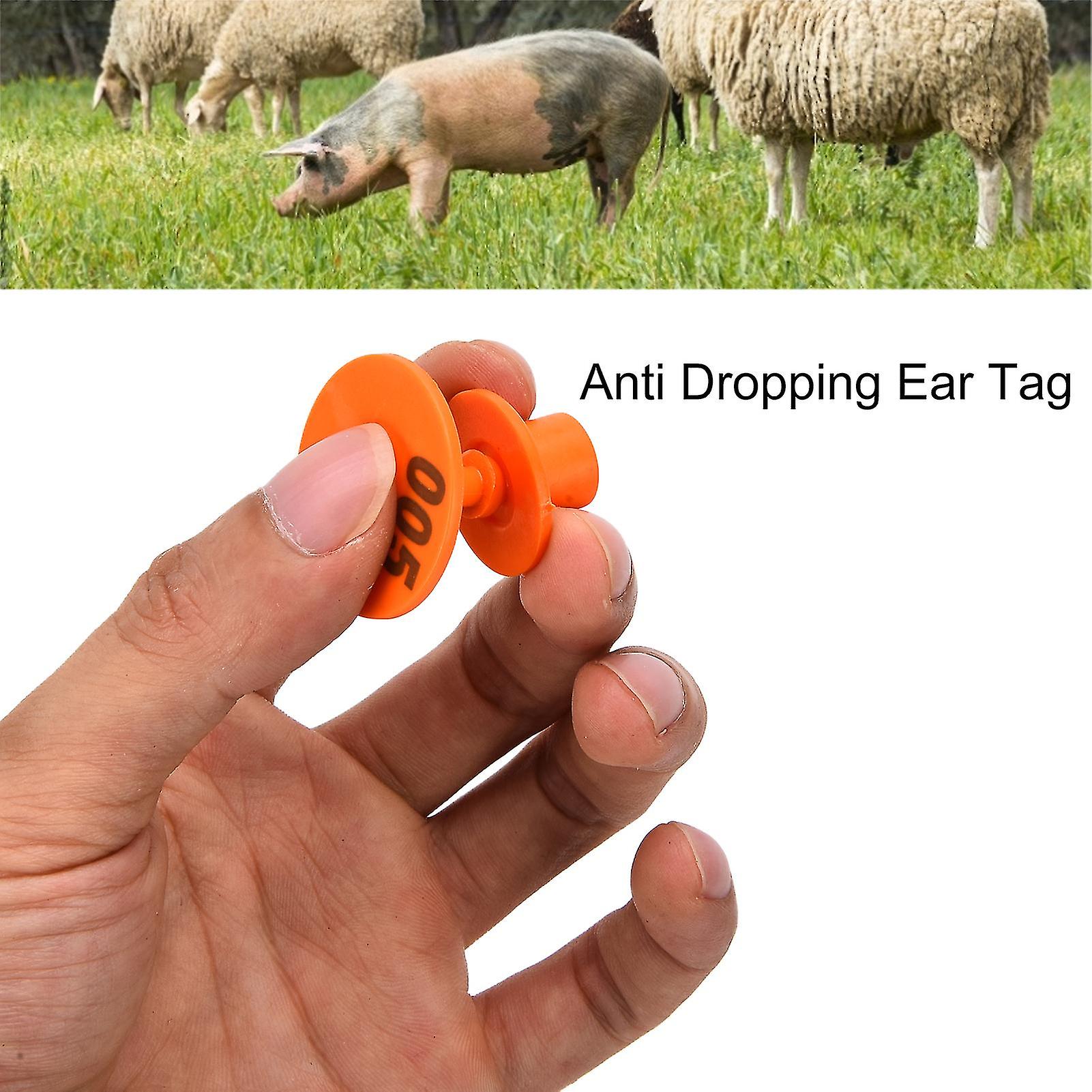Orange Livestock Ear Tag 100pcs - Anti-Dropping Pig Round Ear Tag with ...