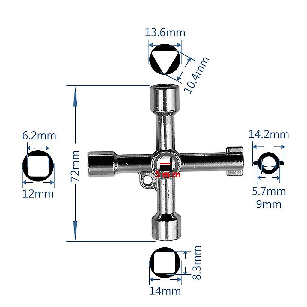 4-Way Keys Cross Triangle/Square Keys Plumbing Opening Key Wrenches ...