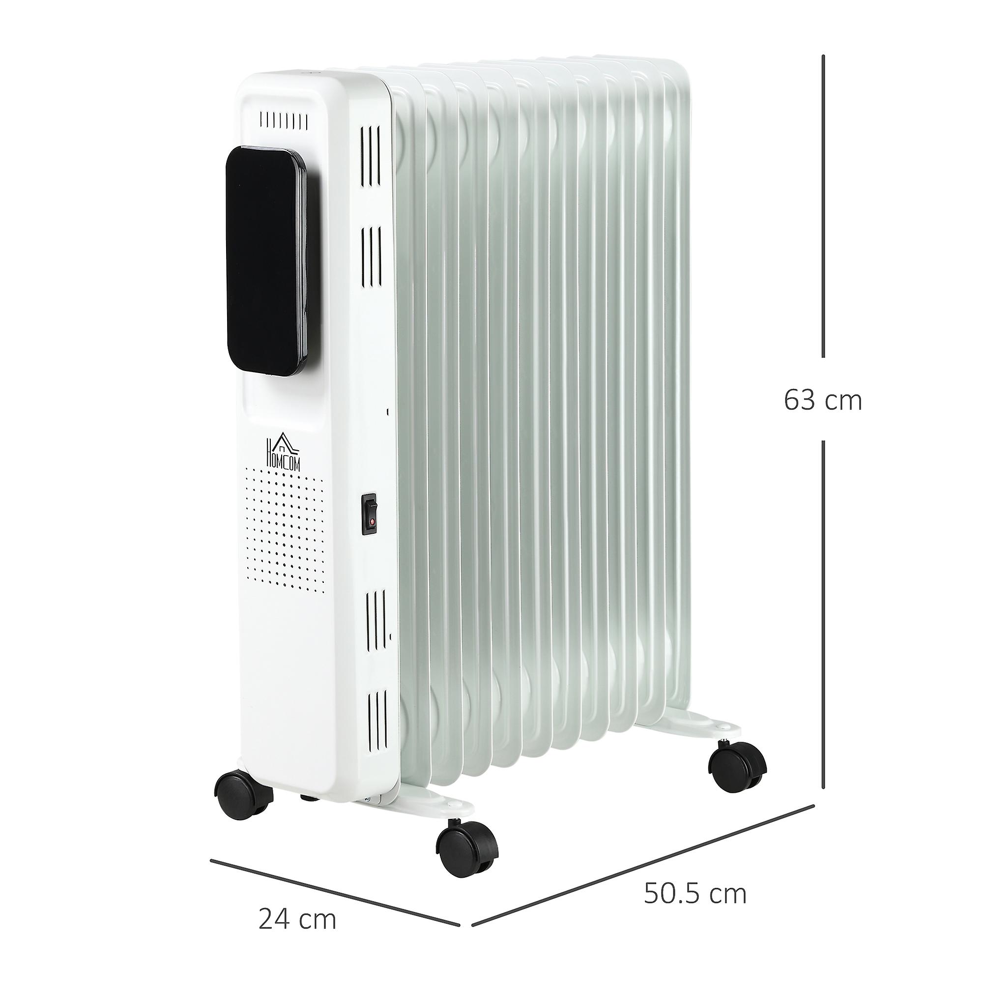 HOMCOM 2500W Oil Filled Radiator Heater w/ 3 Heat Settings Remote ...