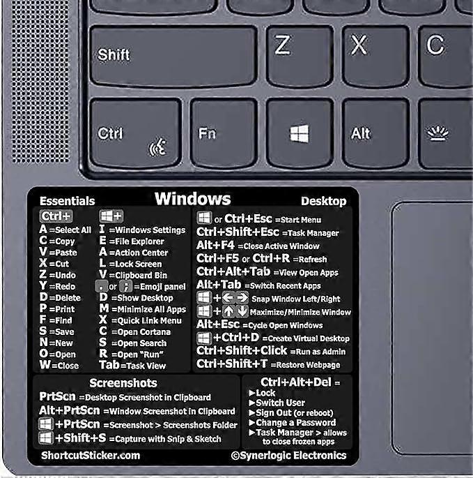 Windows PC Reference Keyboard Shortcut Vinyl Sticker, Laminated, no ...