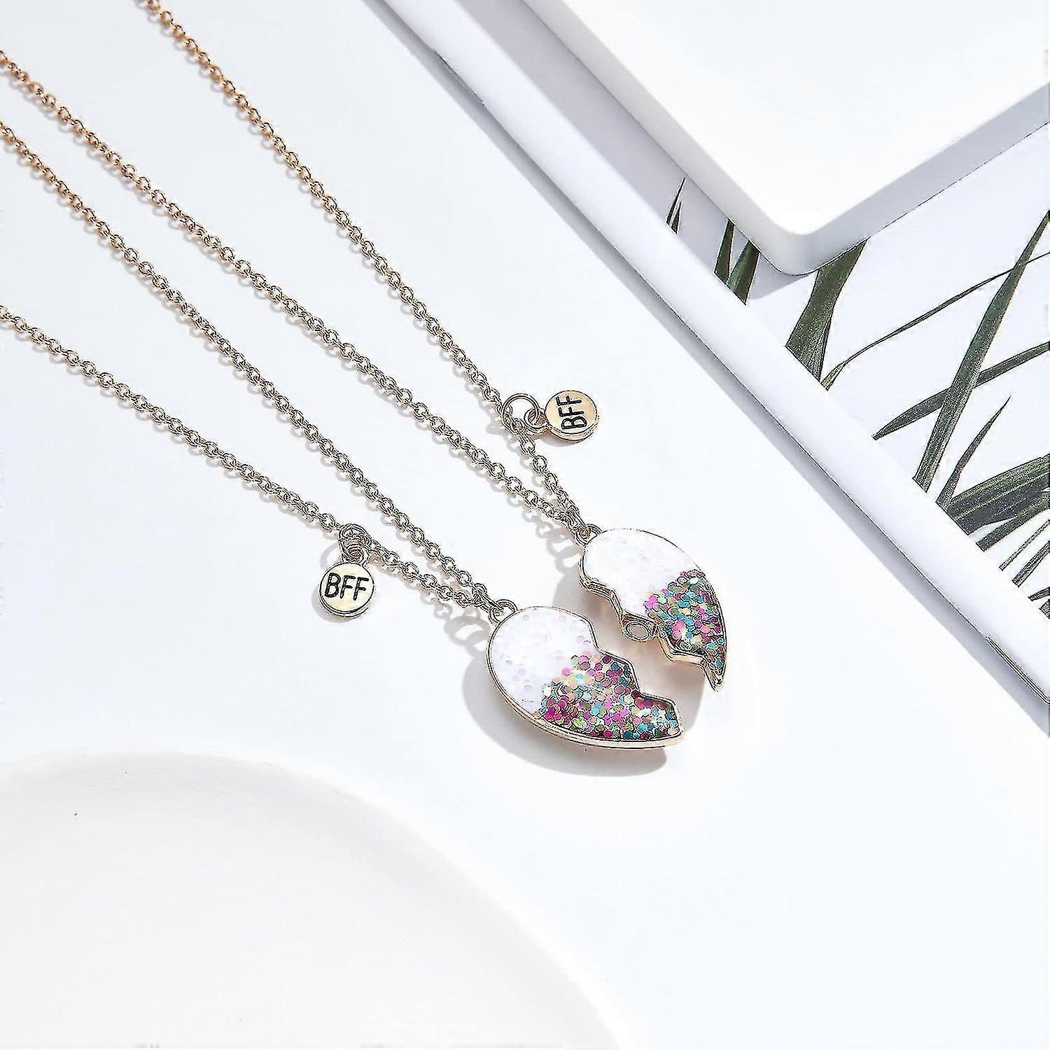 Best Friend Necklace - Bff Necklace For 2 Girls, Magnetic Heart ...