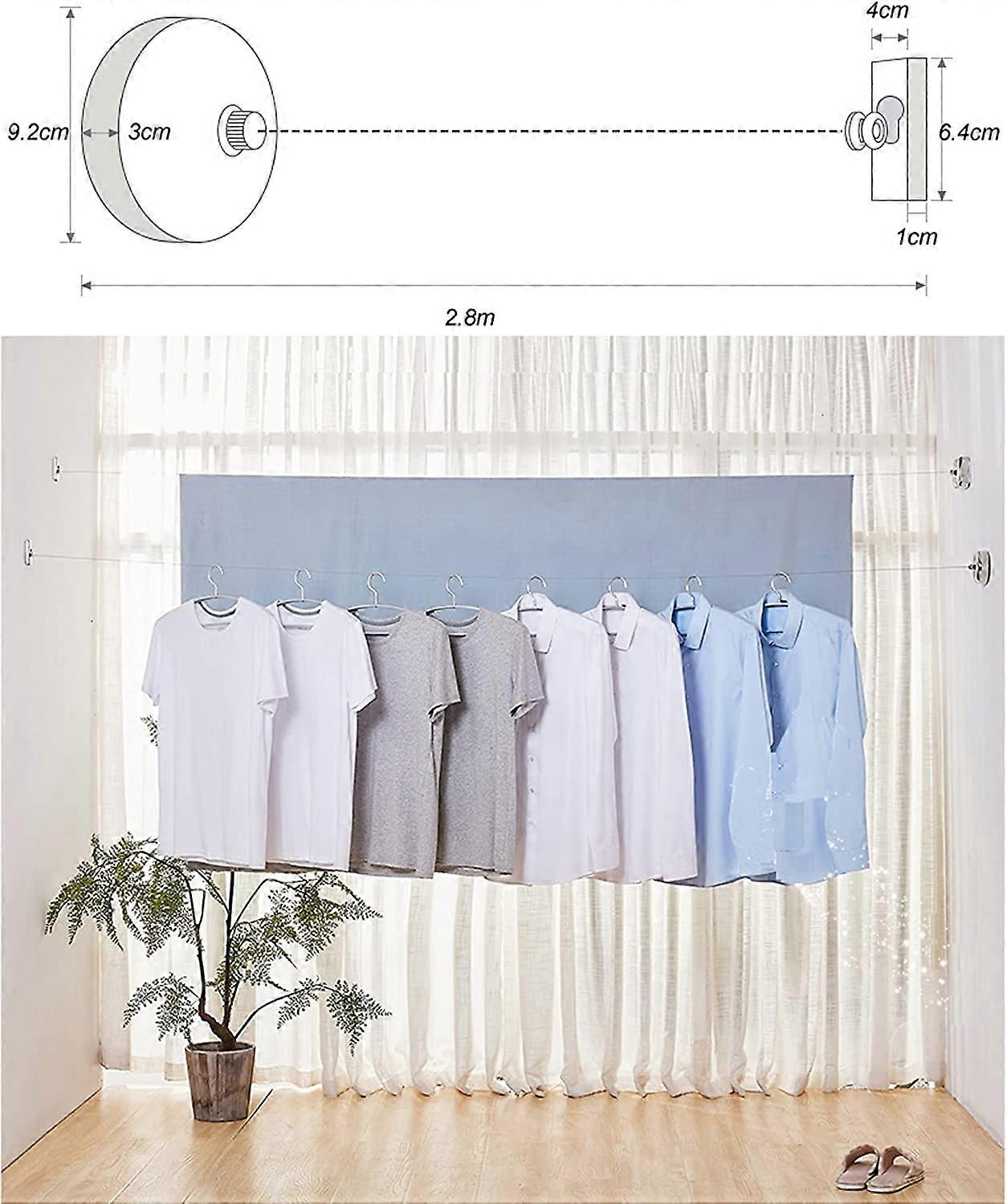 Retractable Clothesline 2.8m Retractable Clothesline with Adjustable ...