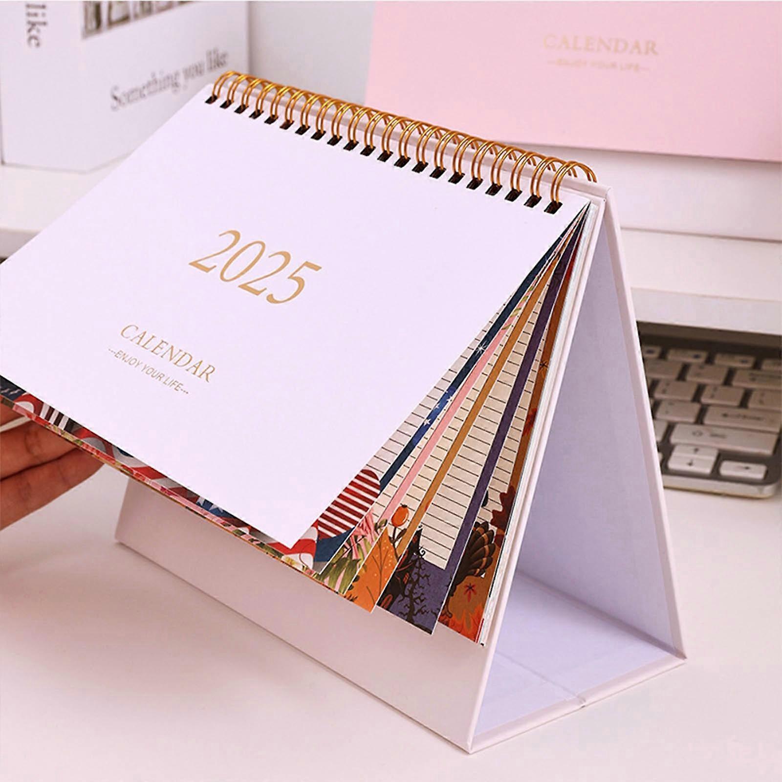 Small Desk Calendar 2025 Standing Flip Desktop Calendar Small Desktop ...