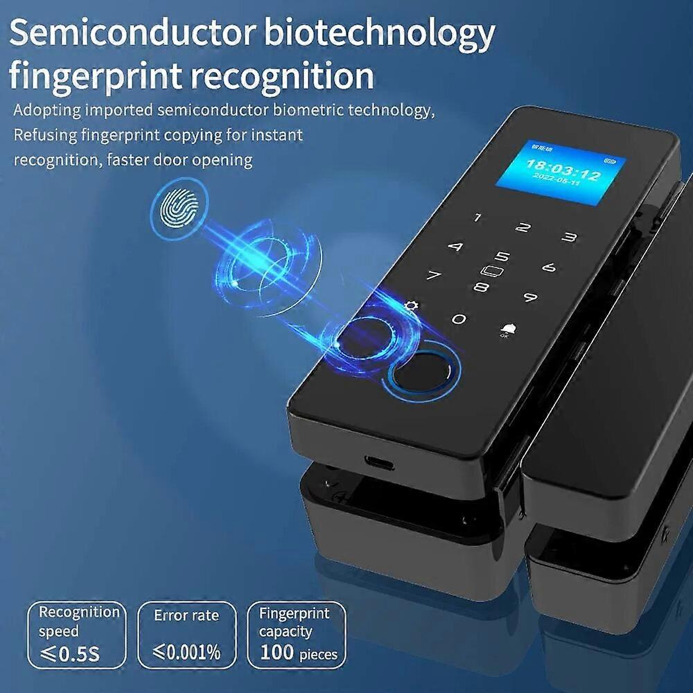 Electronic Digital Lock Fingerprint Glass Door Lock Bluetooth HAHA-Lock ...