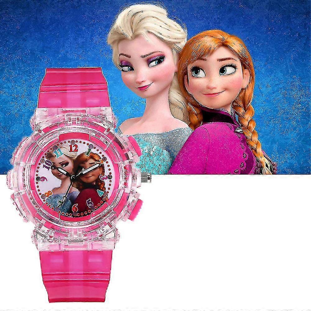 Frozen Elsa and Anna Luminous Quartz Watch Children Girls Light Up ...