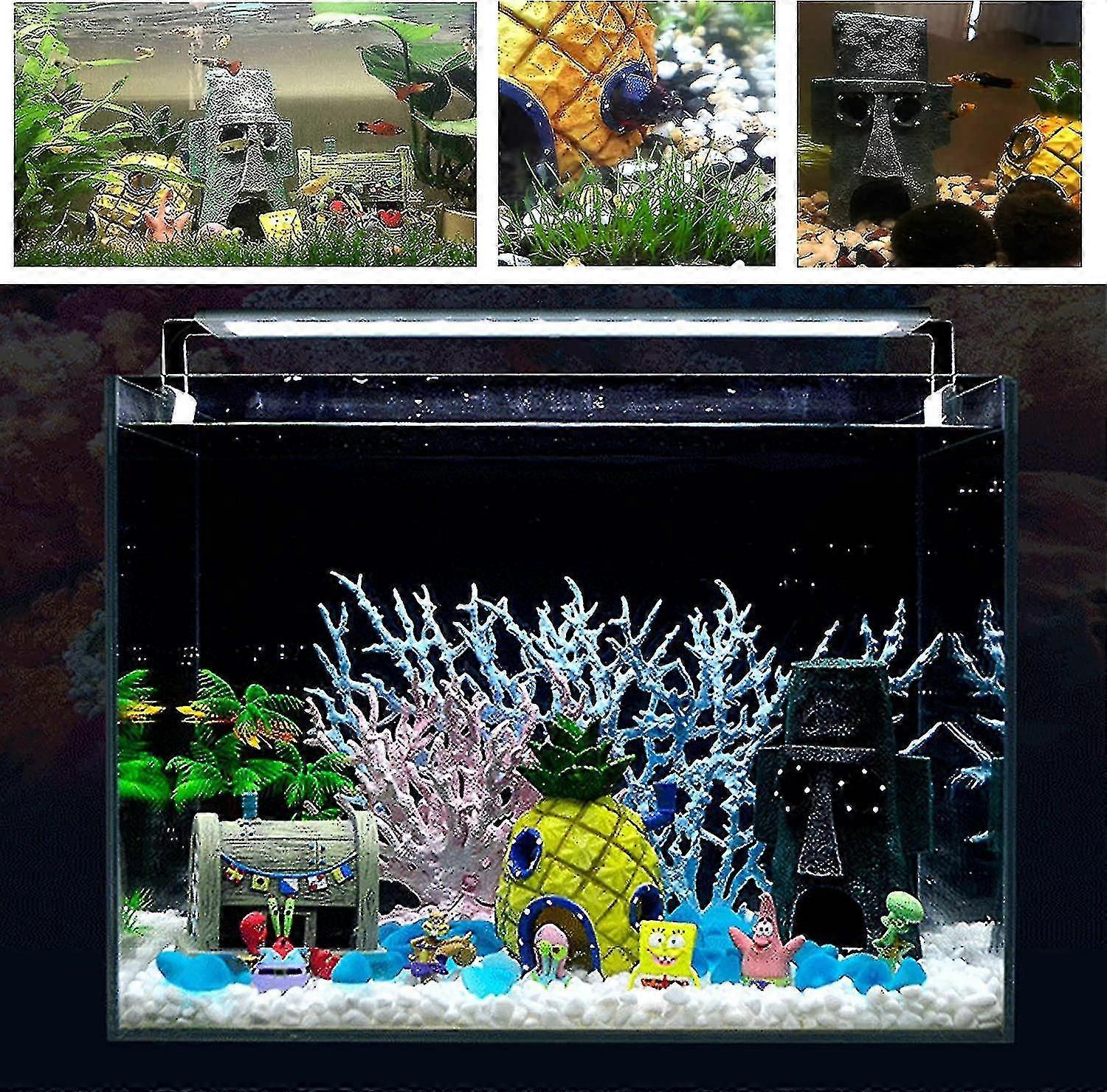 Spongebob Aquarium Decoration Betta Small Fish Tank Ornament, Set Of 3 ...