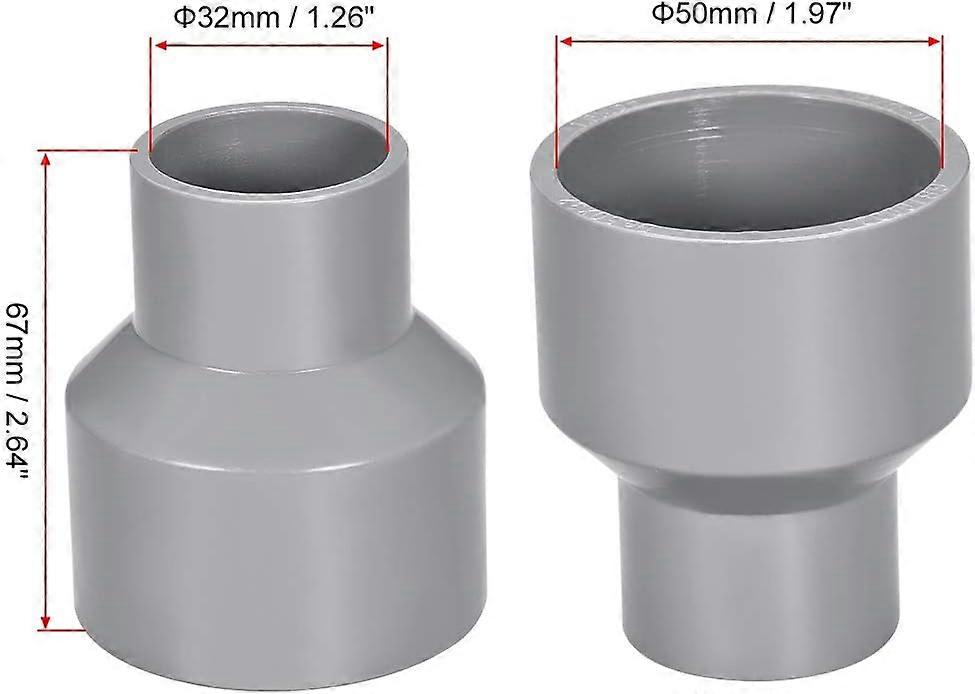 50mm x 32mm PVC Pipe Reducer Fitting Coupling Hub Coupling DWV Gray ...