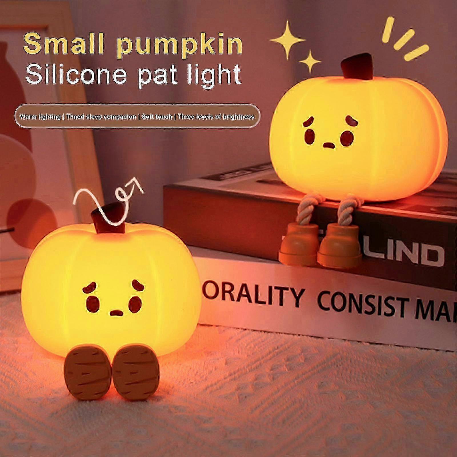 Night Light Cute Pumpkin Silicone Lamp Halloween Portable with Timer ...