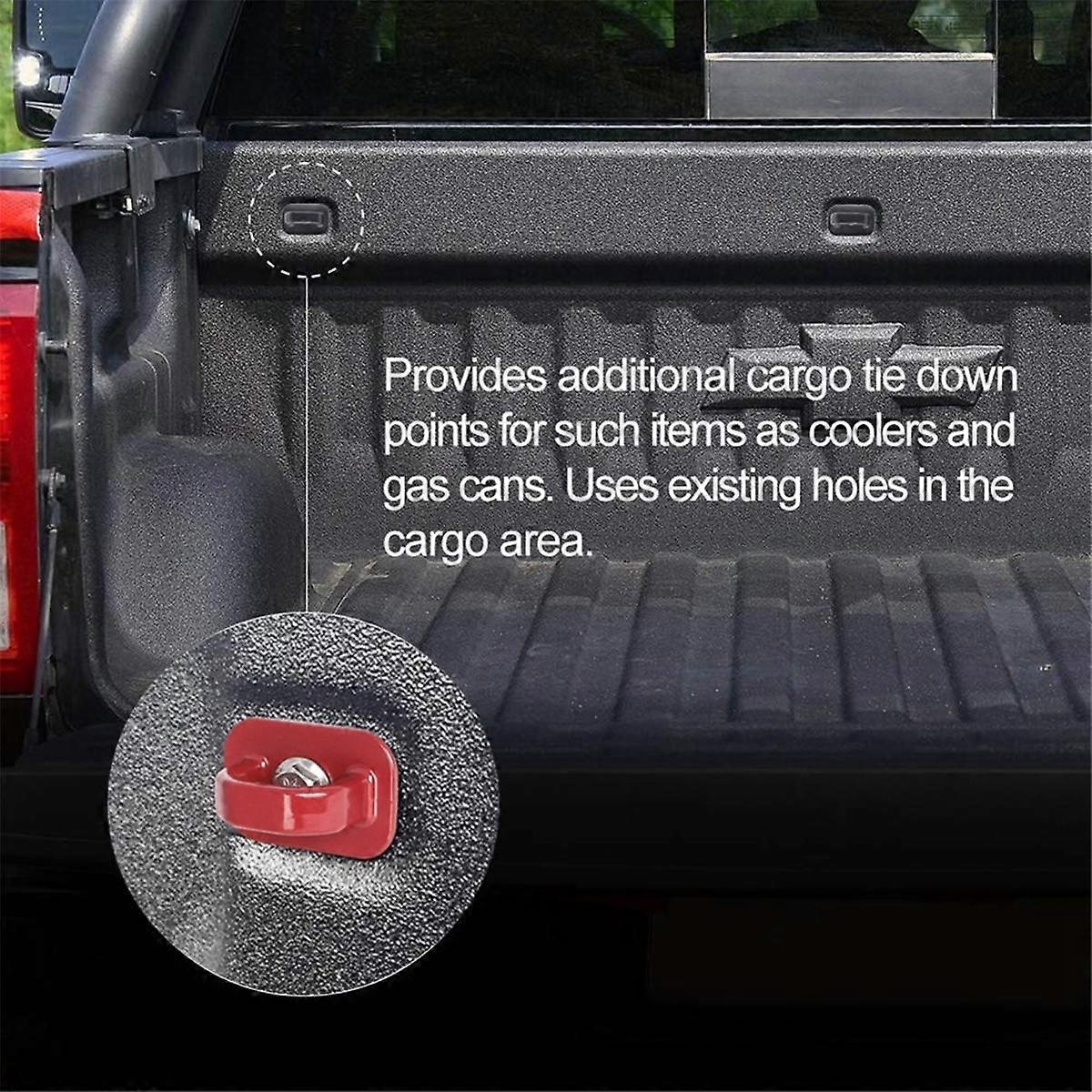 Red Truck Bed Side Wall Anchors 4Pcs Set Tie Downs Anchor for Silverdo ...