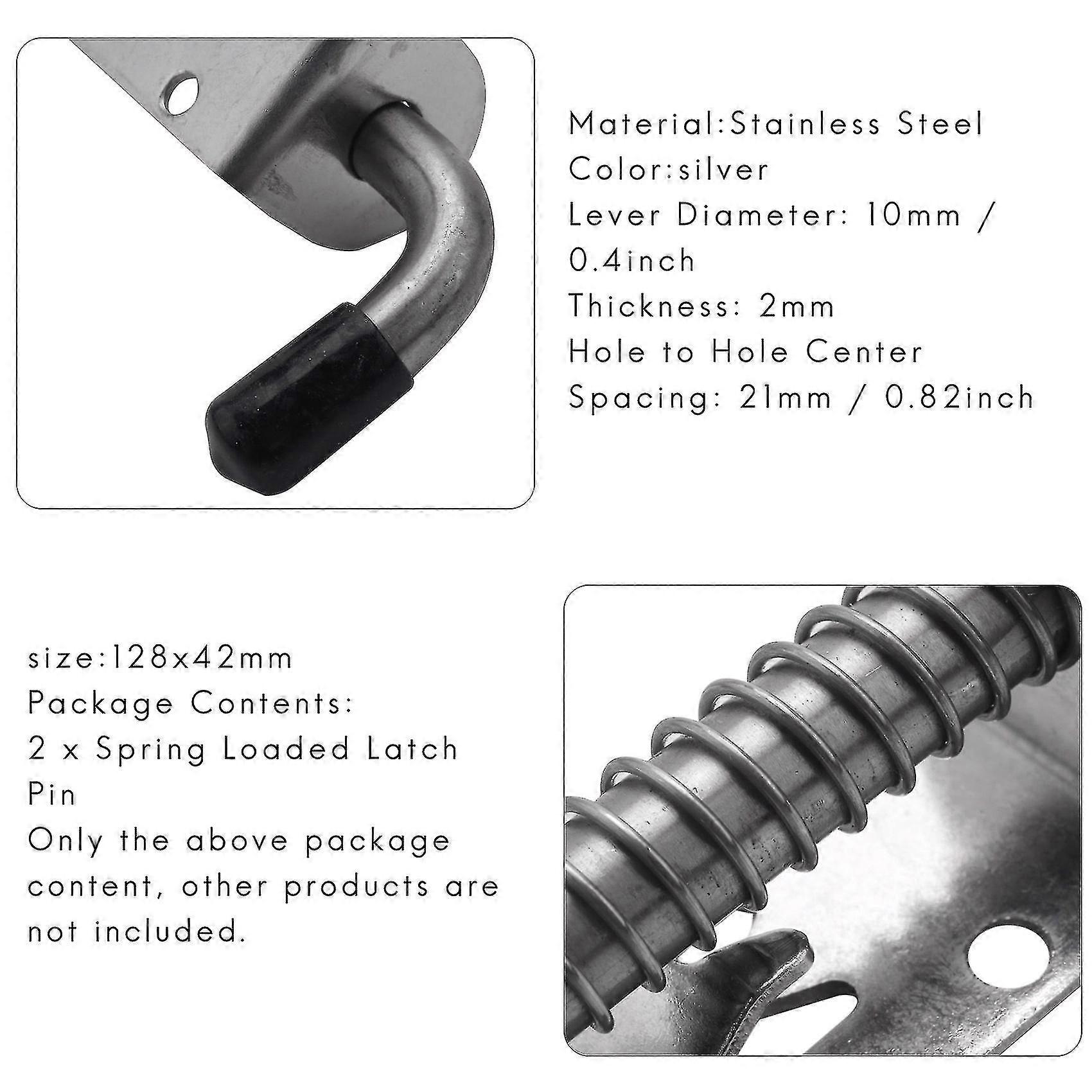 2pcs 5 Inch Stainless Steel Spring Loaded Latch Pin Barrel Bolt 2mm ...