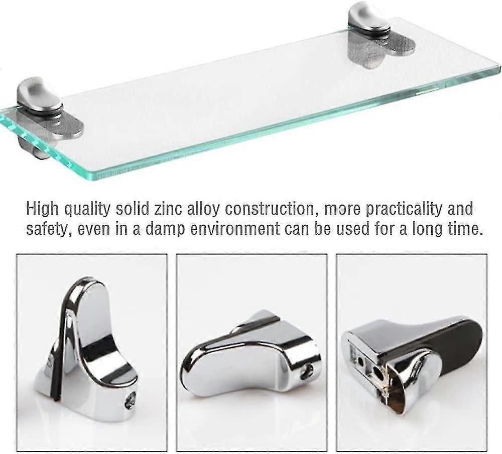 2 Pcs Glass Shelf Support Adjustable Glass Shelf Bracket Polished ...