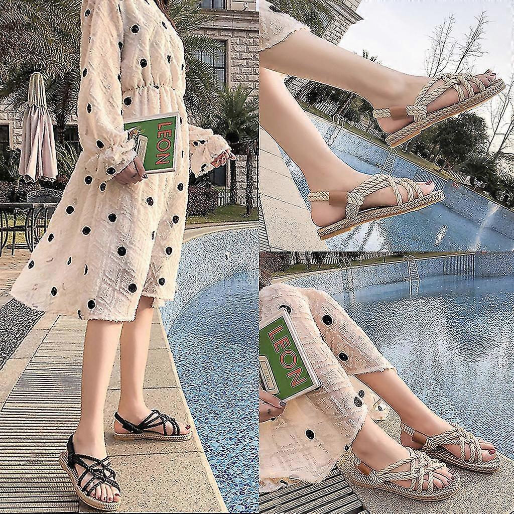 Hemp Gladiator Rope Sandals For Women Men Unisex Beach Platform Sandals ...