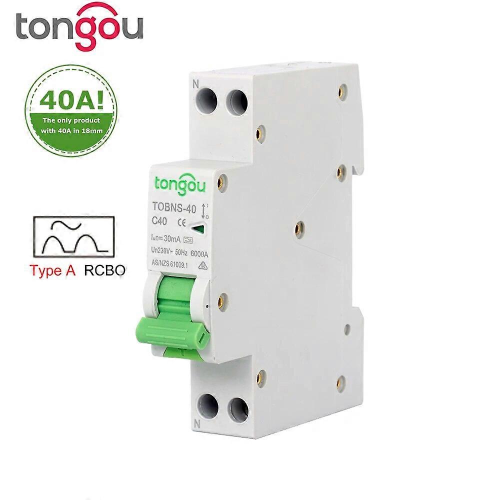 Type A 6KA 18mm RCBO 40A 10mA 30mA Residual Current Circuit Breaker with Over Current and ...