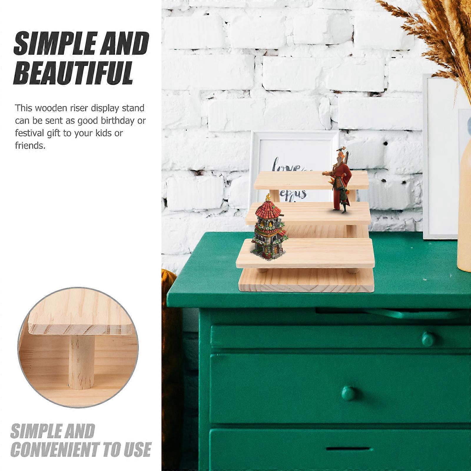 Riser Display Stand Tiered Wood Display Stand Collection Display Riser ...
