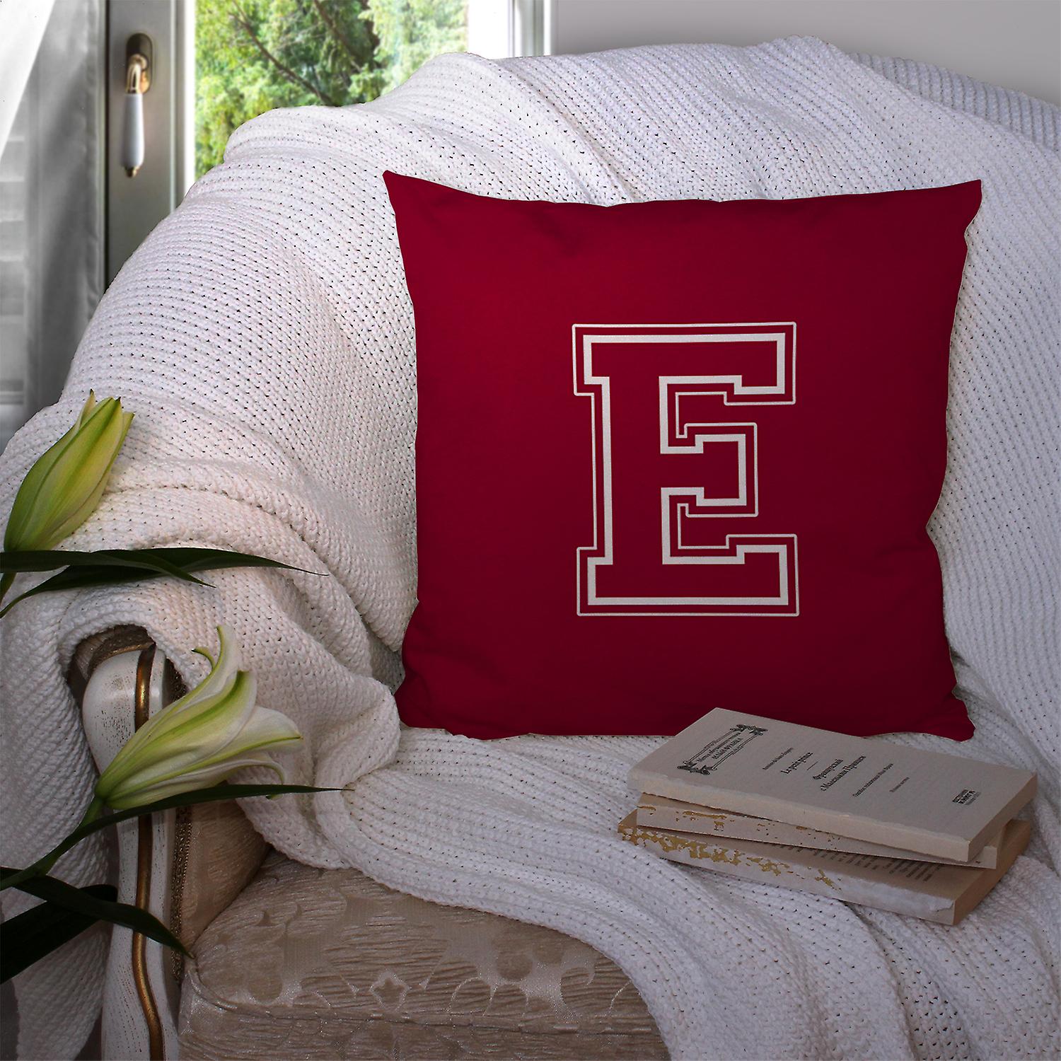 Monogram Initial E Maroon and White Decorative Canvas Fabric Pillow ...