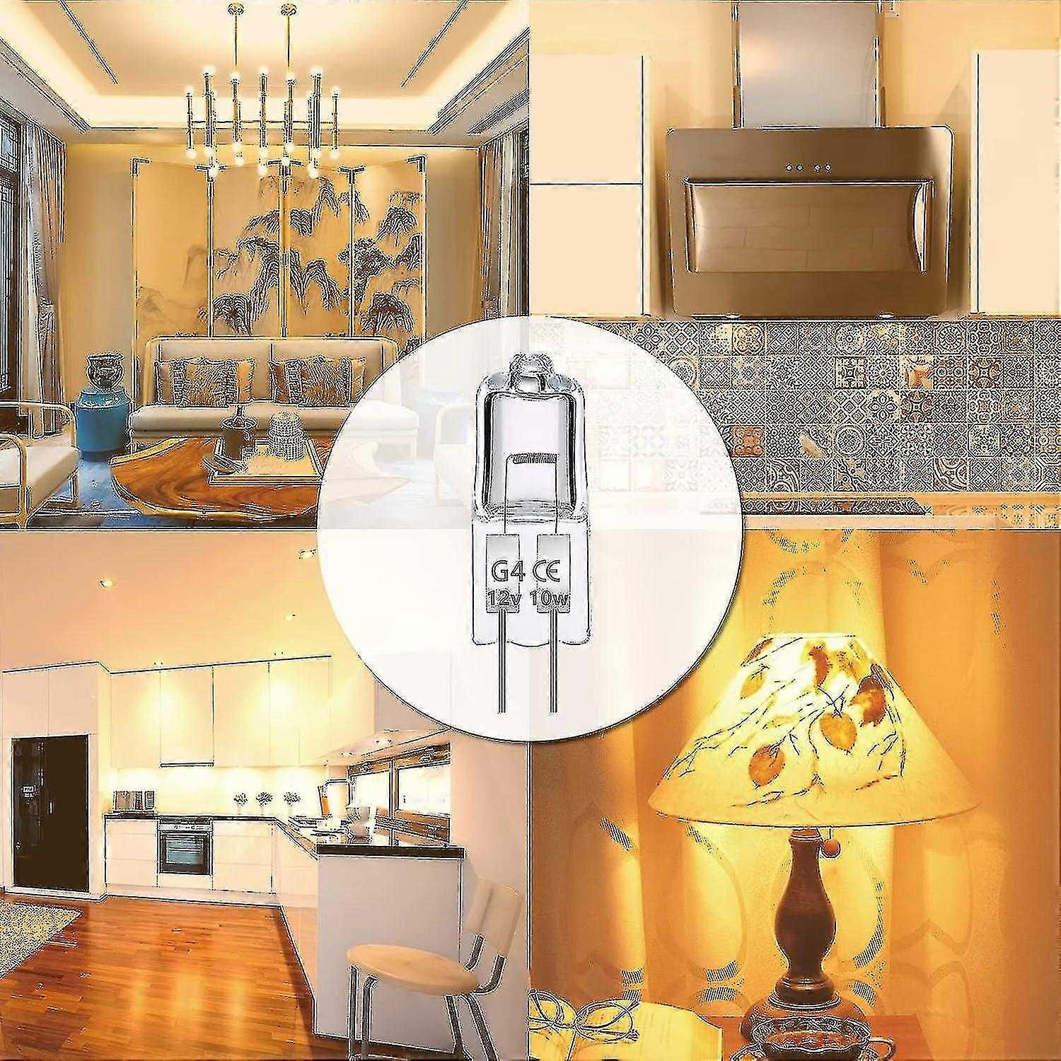 10Pack G4 Halogen Light Bulbs 10W 12V Dimmable 2 Pin Lamp Bulb, Warm ...