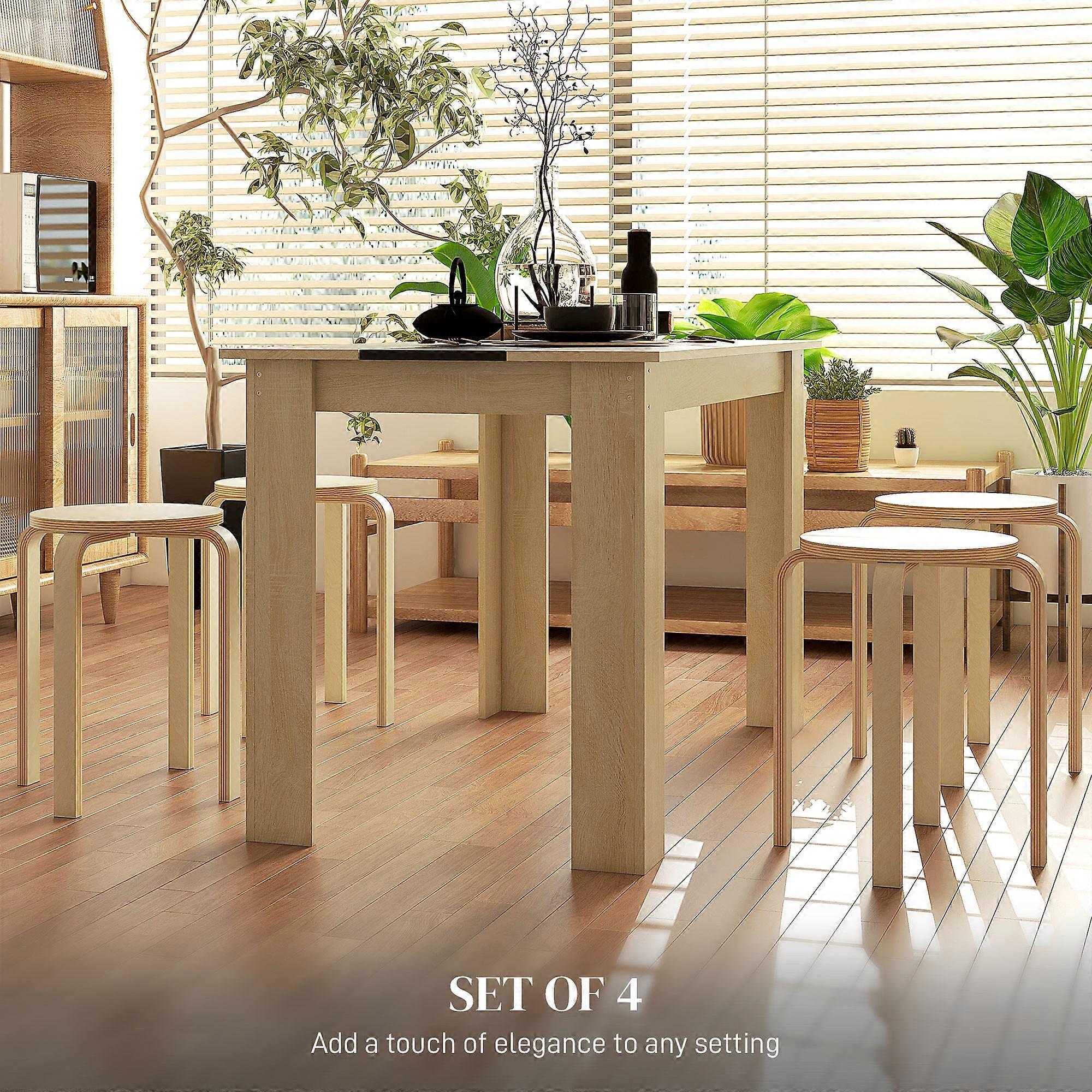 HOMCOM Stackable Stools Set of 4, Round Backless Stools for Kitchen ...