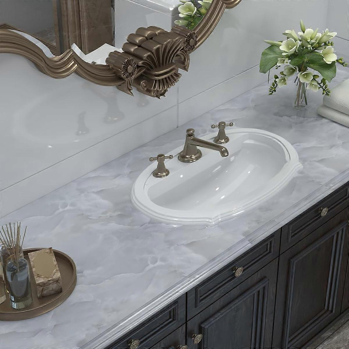 Removable White Marble Wallpaper, Counter Top Cover For Kitchen ...