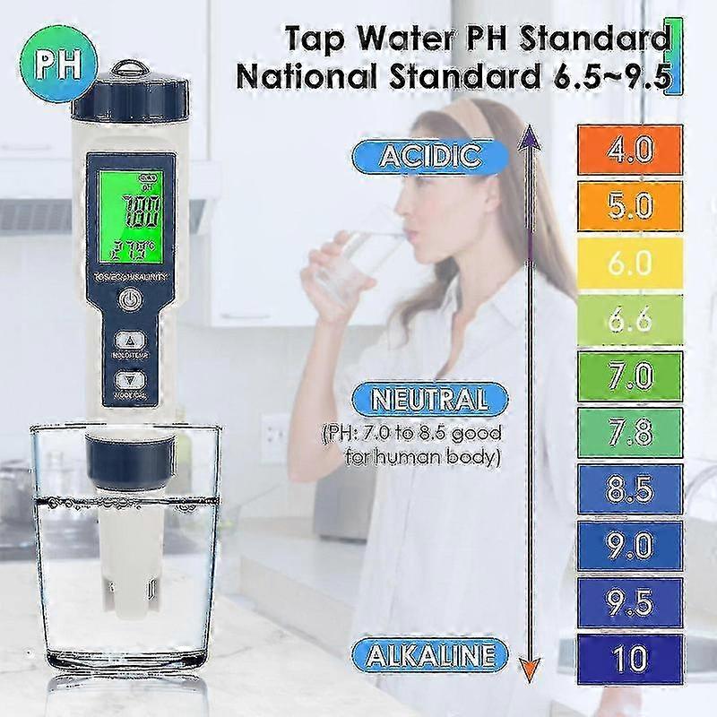 Saltwater Pool Tester - 5 Function Digital pH and Water Quality Meter ...