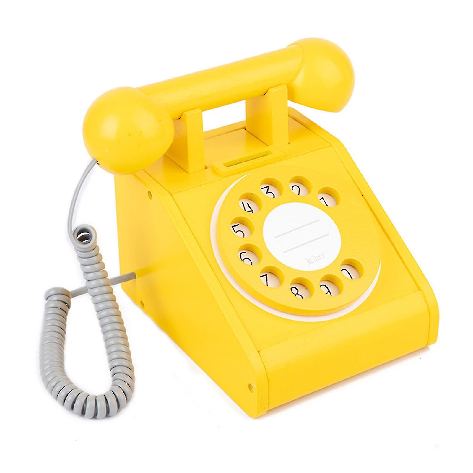 Wooden Telephone Toy 3 Color Choose Pink Yellow Black For Toddler Kids ...