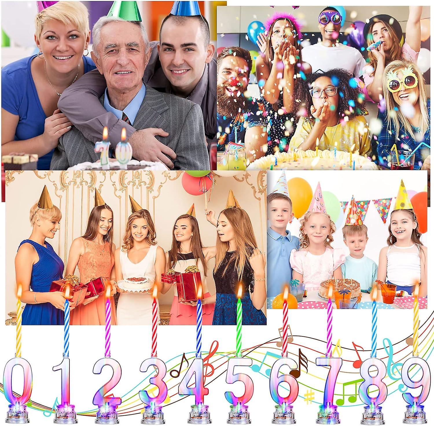 10 Pieces Musical Birthday Candle LED Birthday Number Candle Set ...