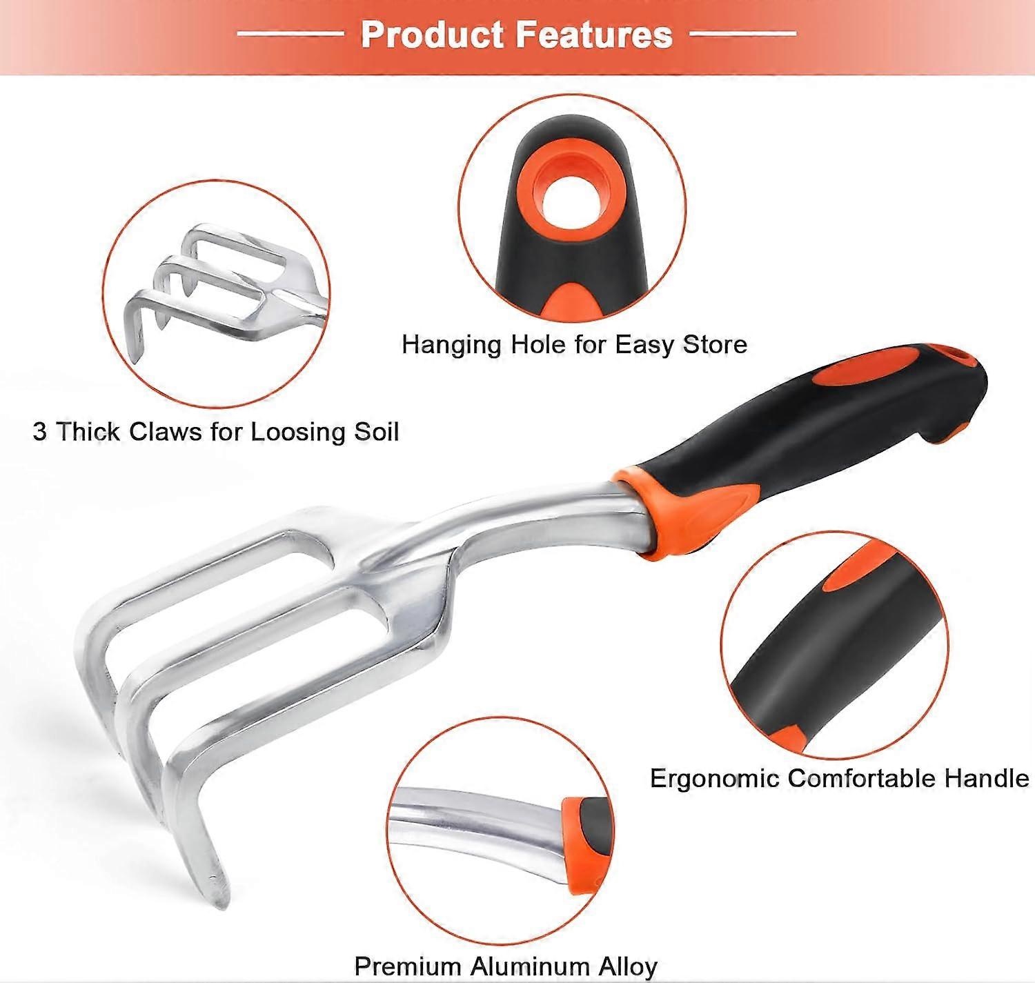 Hand Rake Garden Tool, Heavy Duty Hand Cultivators for Gardening, Small ...