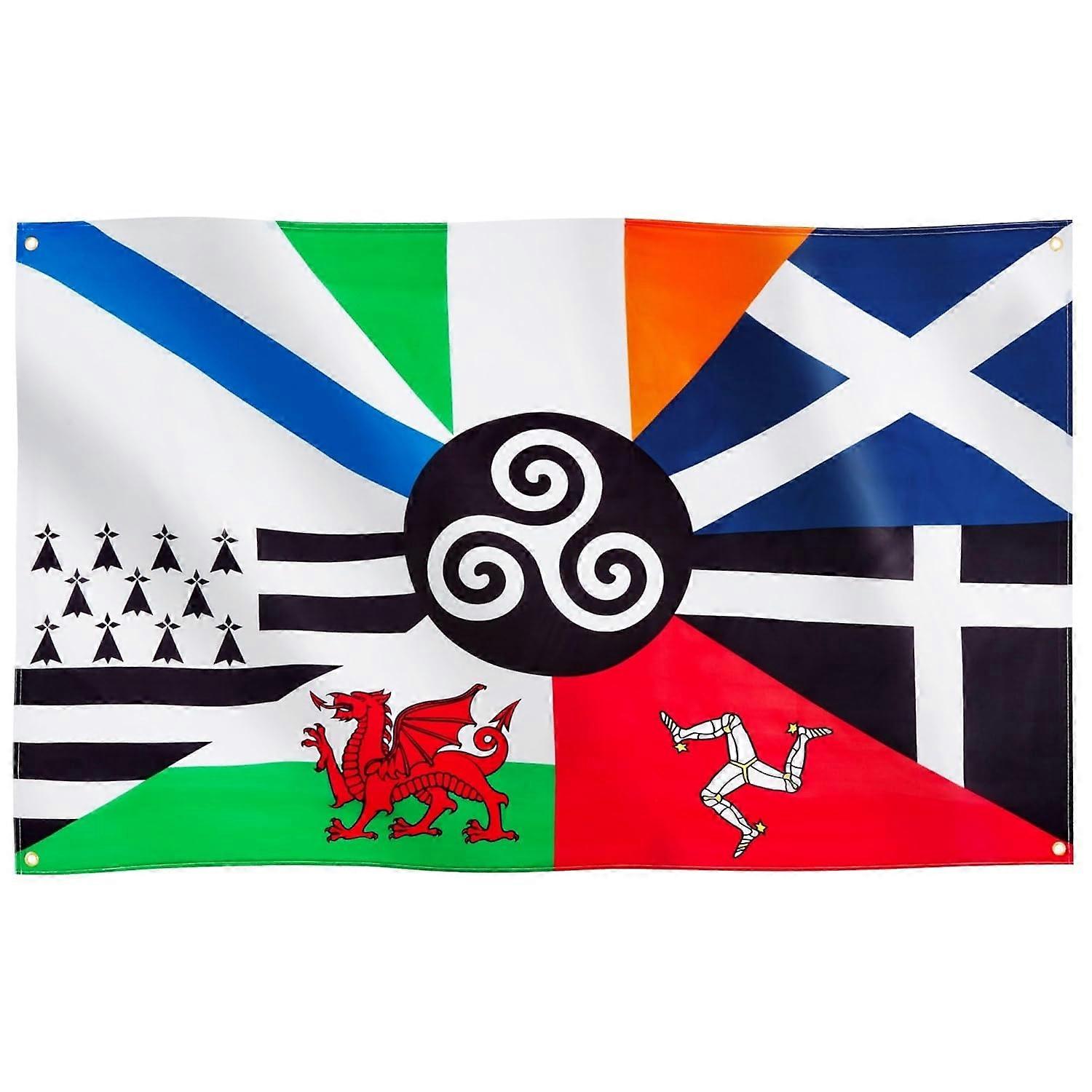 Celtic Nations Flag,Eyelet In Every Corner, Combined Celtic Flag, All ...