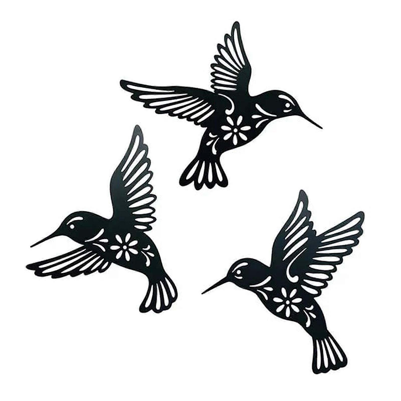 3pcs Metal Hummingbird Wall Art Decor Hollow Out Iron Bird Sculpture ...
