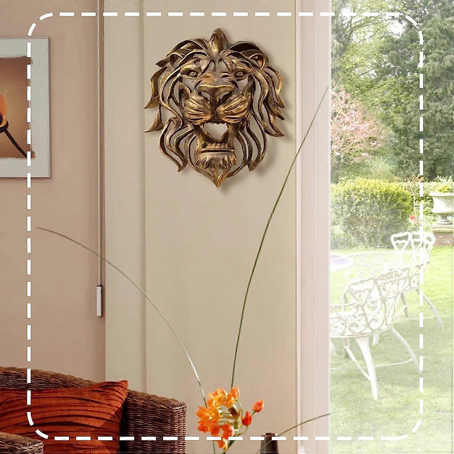 Rare Find, Large Lion Head Wall Art, 3D Resin Lion Head Sculpture Gold ...