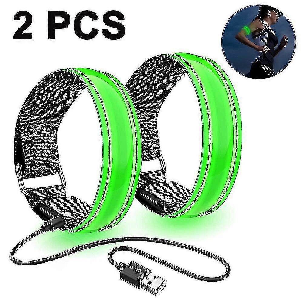 2 Pack Running Light For Runners Rechargeable Led Armband Reflective ...